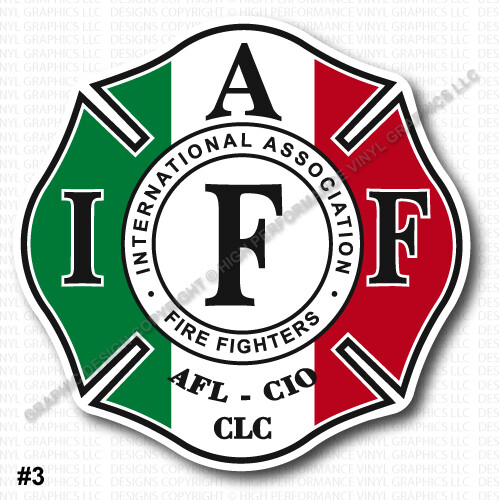 IAFF Firefighter Helmet Decal 2" Sticker Italy Italian Flag Laminated 0390