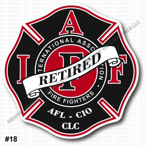 REVERSE PRINTED Retired IAFF Union Firefighter Decal Sticker Black Red ...