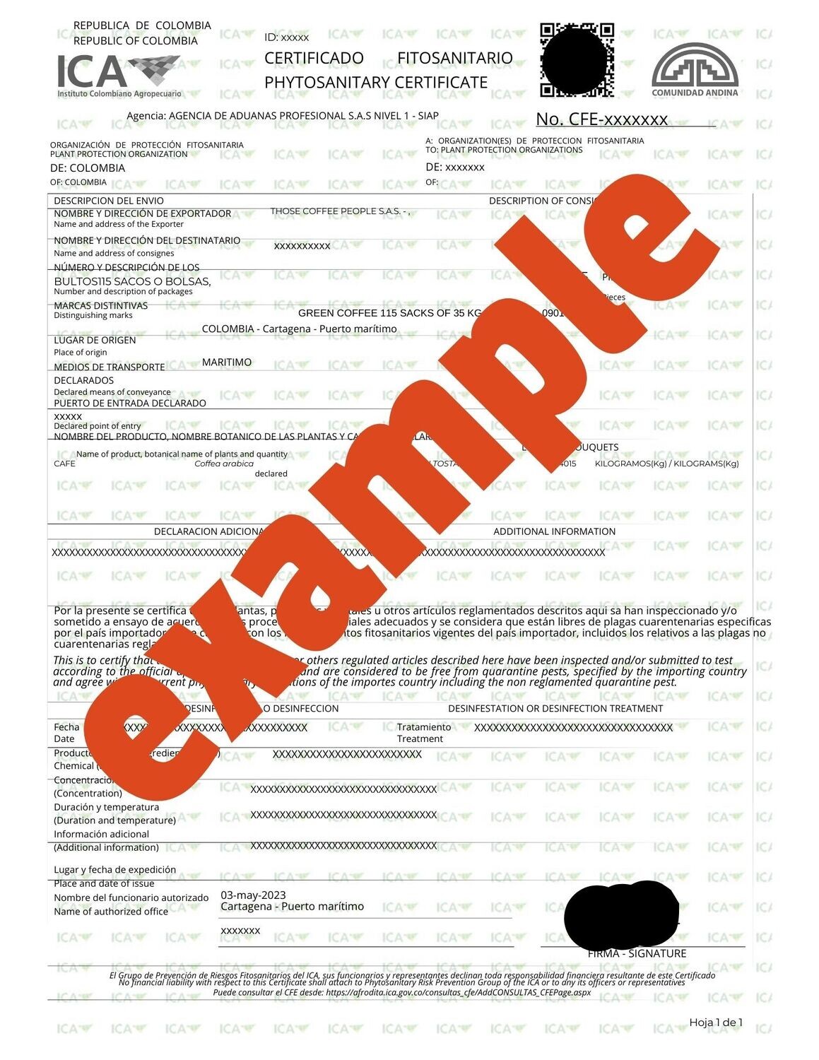 Phytosanitary Certificate - TCP Specialty Coffee - Those Coffee People