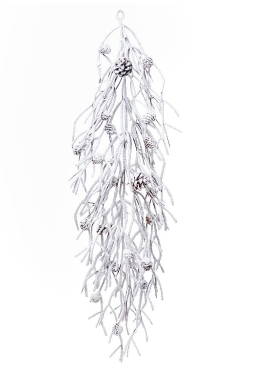 36" Snow Twig/Cone Swag