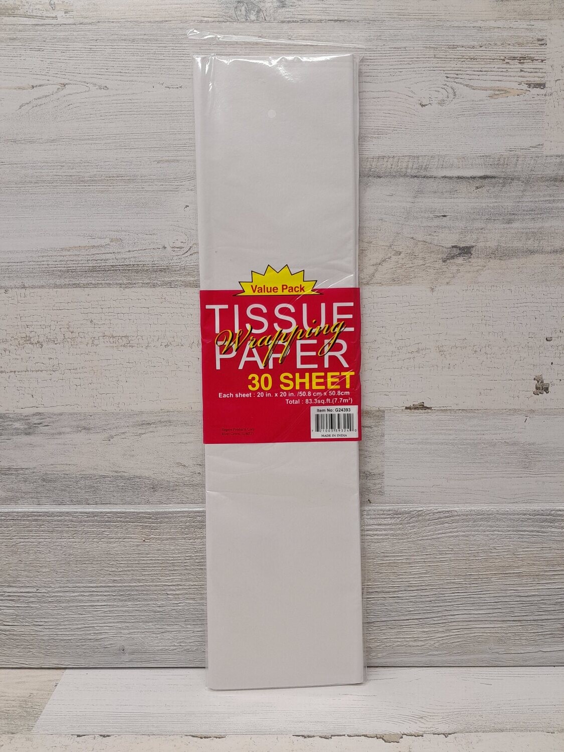 30pc 20"x20" Tissue Paper White