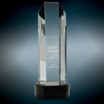 Large Crystal Octagon Slant Front Tower on Black Base