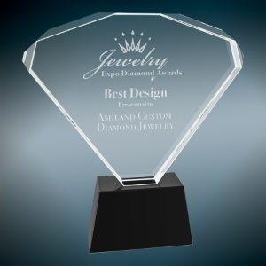 Large Crystal Fan with Black Base