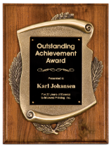 Genuine Walnut Step Edge Plaque with Black Teardrop Plate