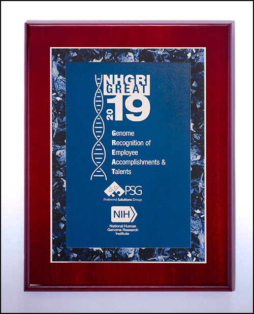 Blue Marble Border Design on Rosewood High Lustr Plaque