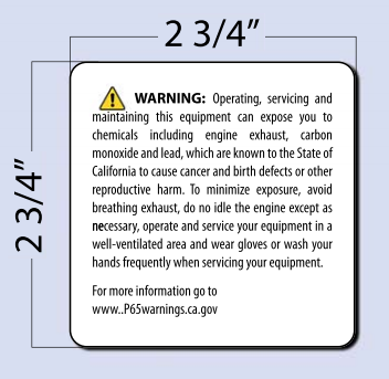 PROP 65 Warning - LG - Equipment Decal