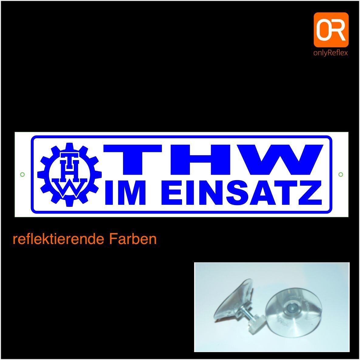 THW Technisches Hilfswerk, Schild mit Saugnapf