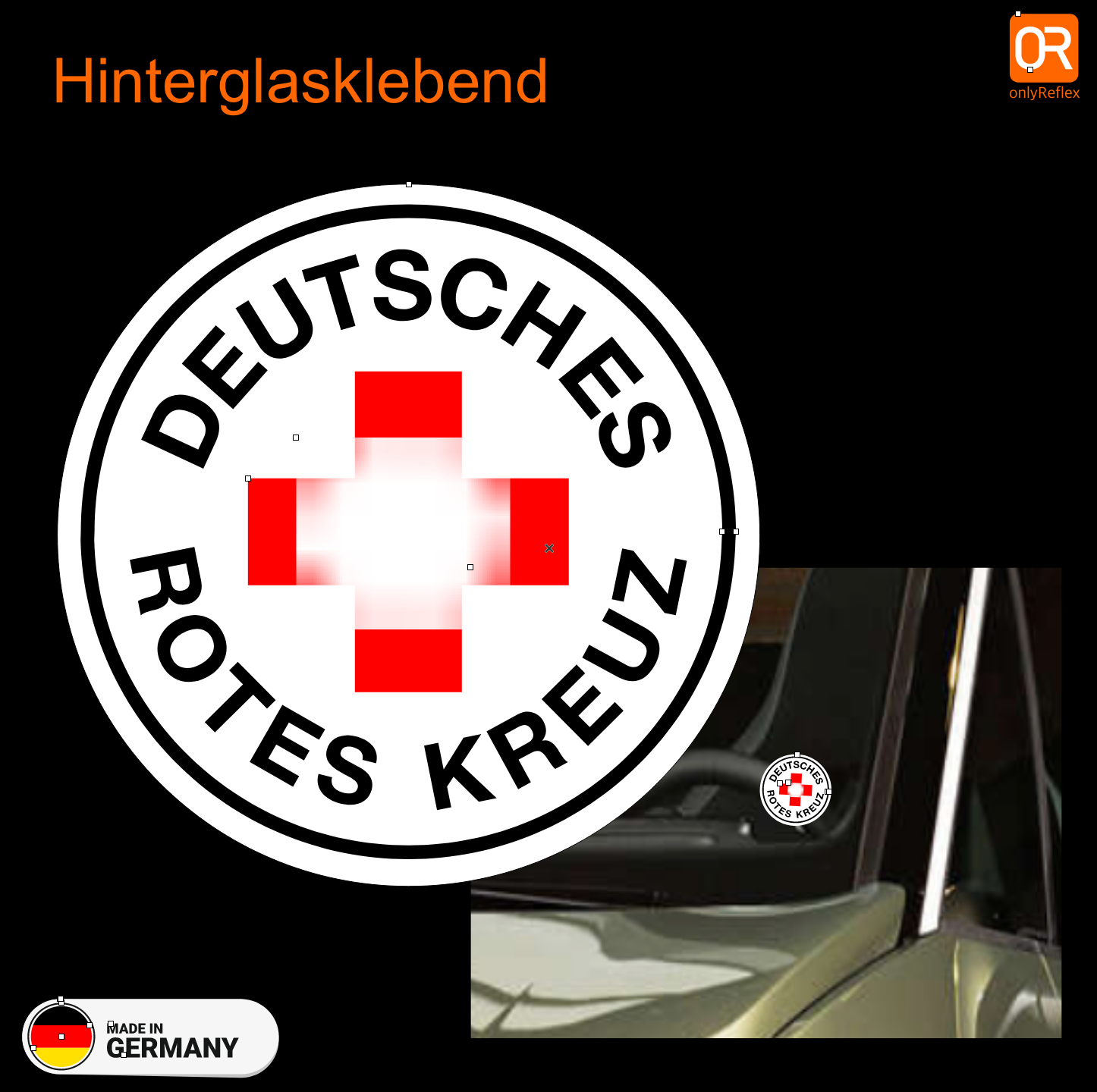 DRK Deutsches Rotes Kreuz Aufkleber, Hinterglasklebend
