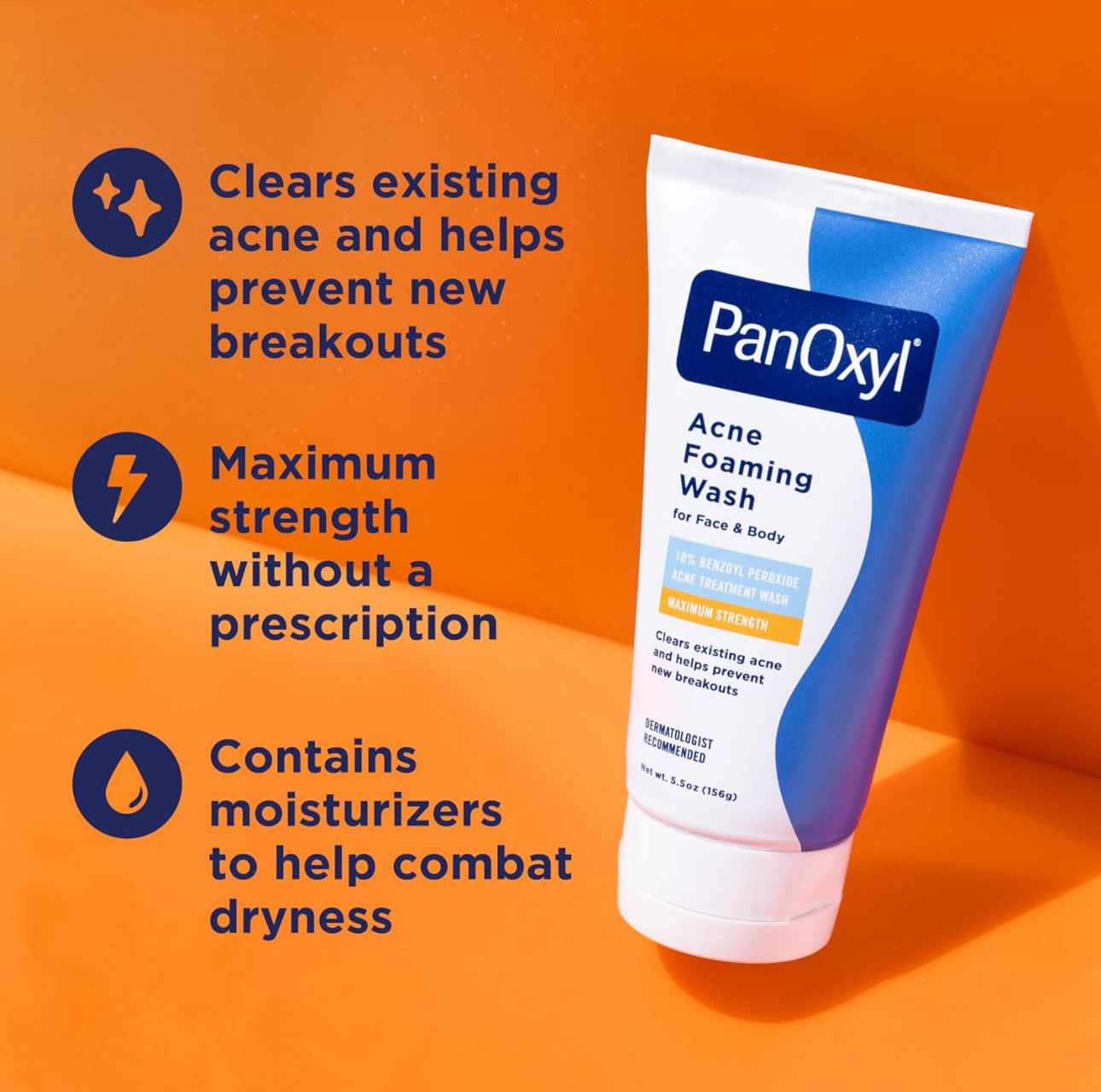 PanOxyl Maximum Strength Antimicrobial Acne Foaming Wash for Face ...