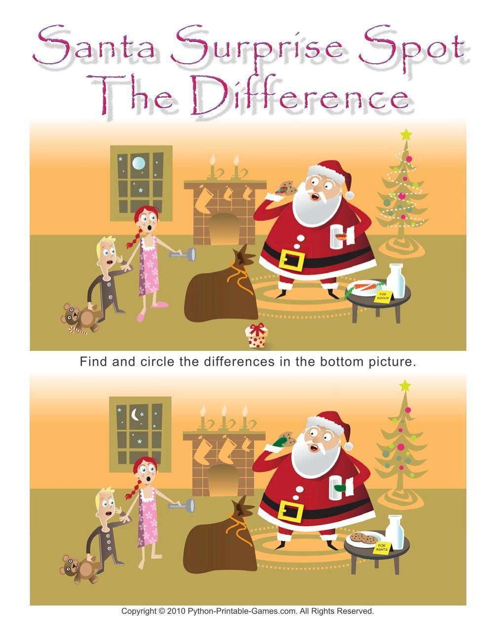 Christmas Spot The Difference Printable