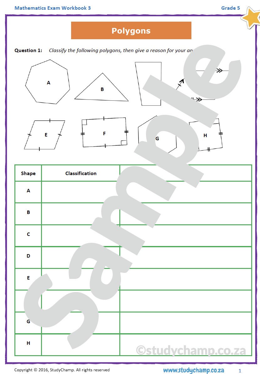 Grade 5 Mathematics Year-End Exam Workbook 3: Space and Shape