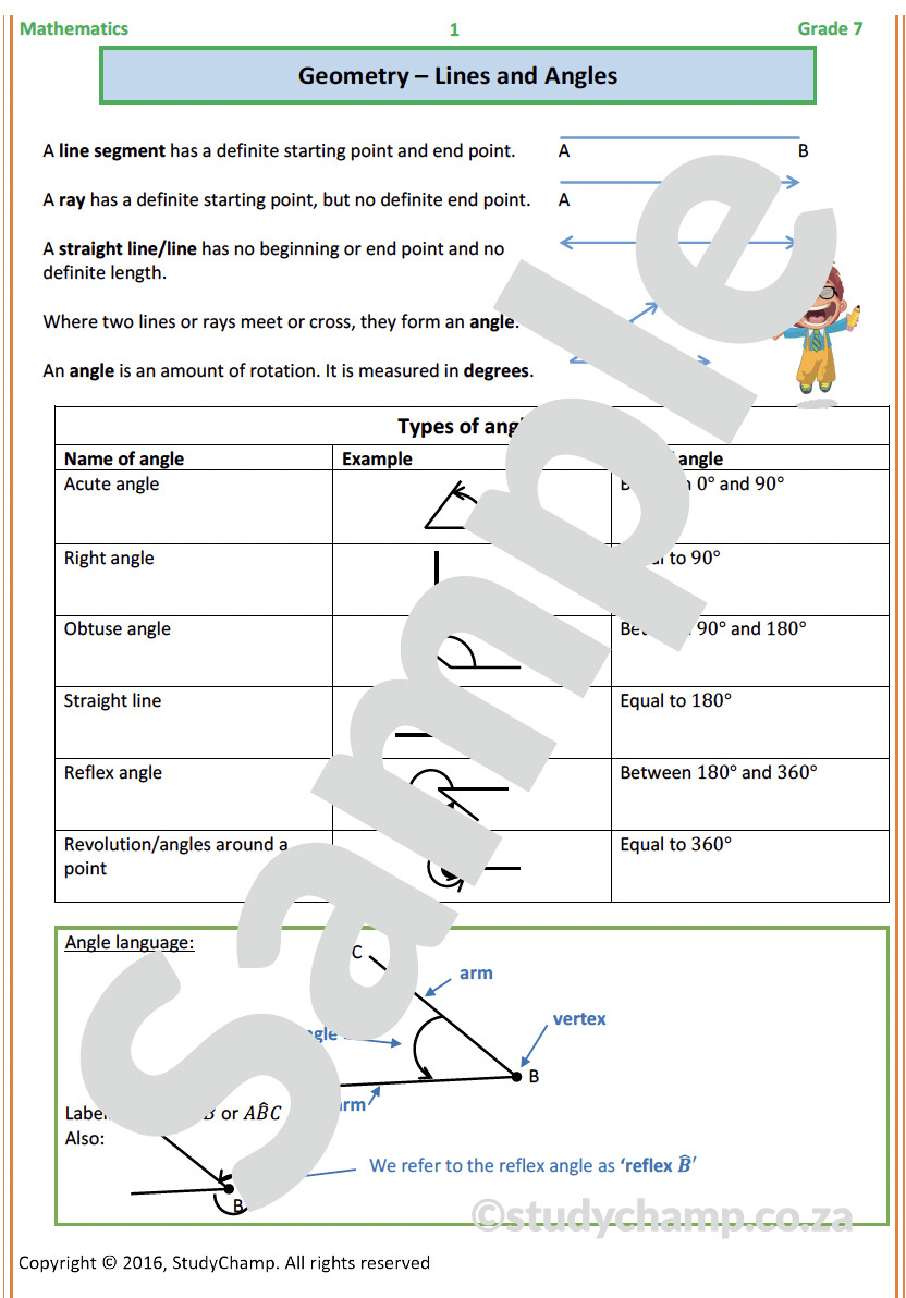 Grade 7 Mathematics Workbook: Geometry - Lines and Angles Grade 7 Mathematics Workbook: Geometry - Lines and Angles