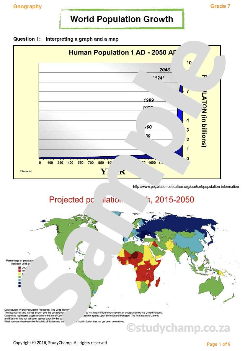 Grade 7 Geography Test: World Population