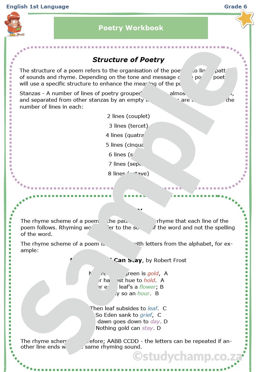 Grade 6 English Worksheet Poetry Grade 6 English Worksheet Poetry