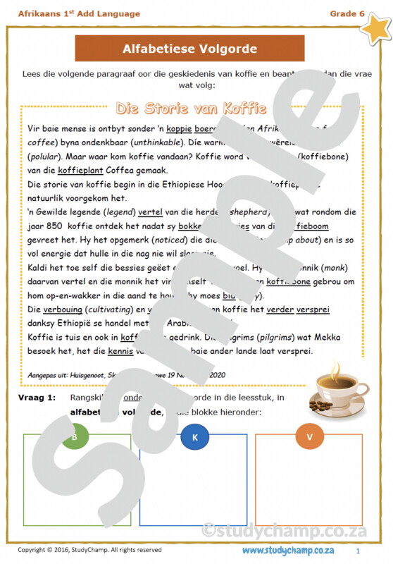 Grade 6 Afrikaans: Alfabetiese volgorde en lettergrepe
