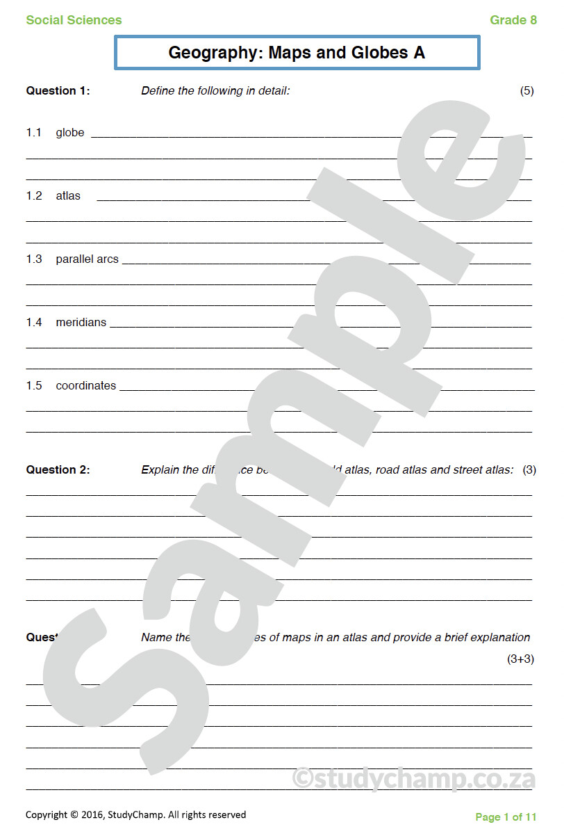 Grade 8 Geography Test: Maps and Globes 1 Grade 8 Geography Test: Maps and Globes 1