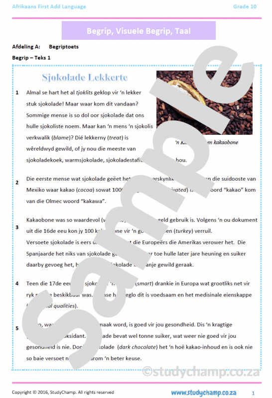 Grade 10 Afrikaans First Additional Bundle