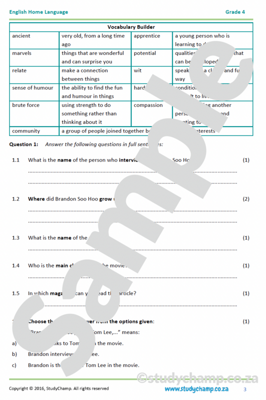 Exam Prep - Grade 4 English Home Language
