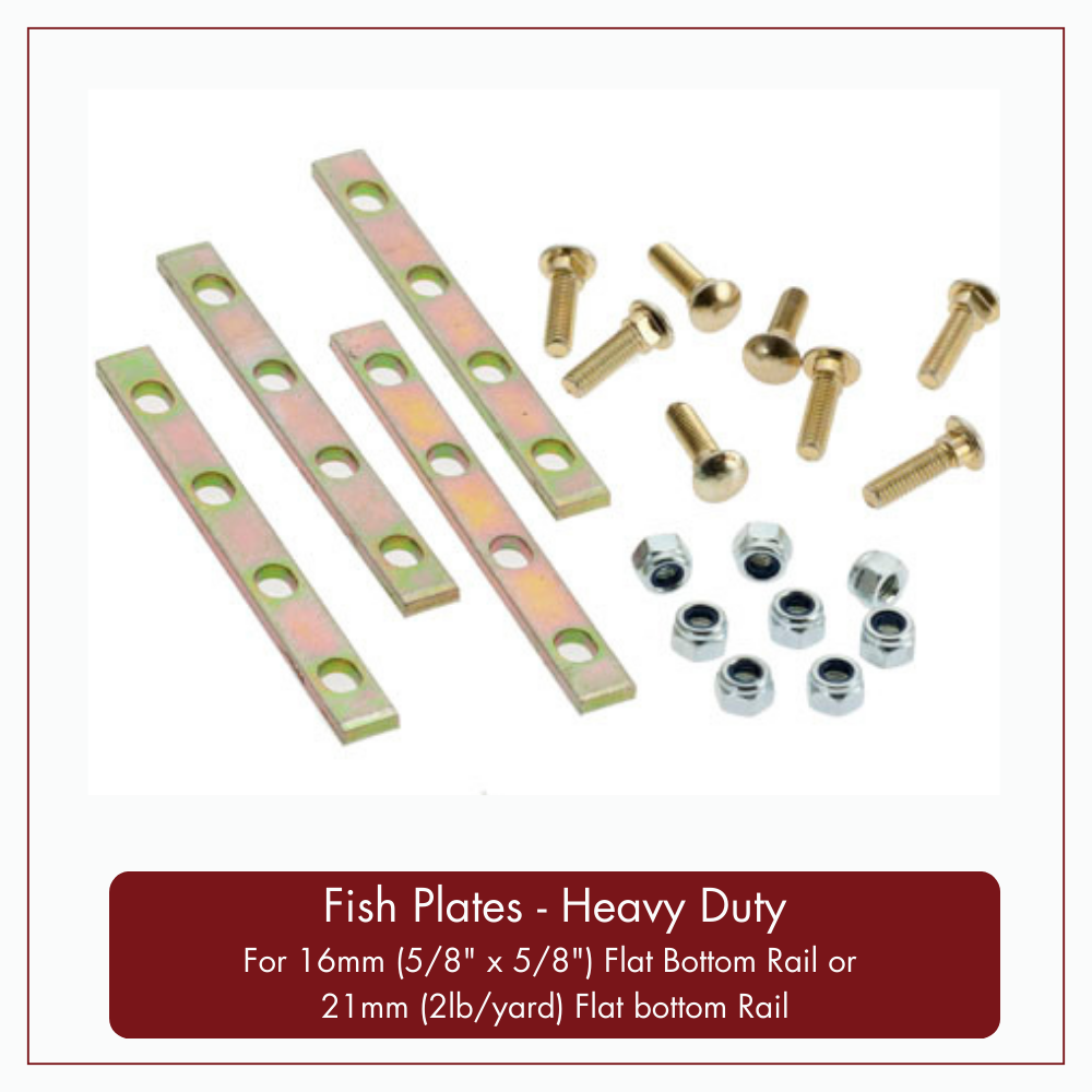 Fish Plates for 16mm (5/8" x 5/8") - Flat Bottom Aluminium Rail
