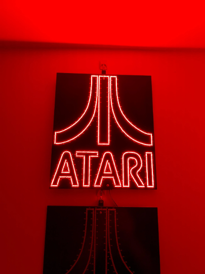 Atari logo in RED! Over 11" tall. Over 1100 individual surface mount LED's.