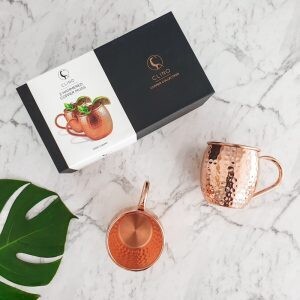 Clinq Hammered Copper Cocktail Mugs (Boxed Pair)