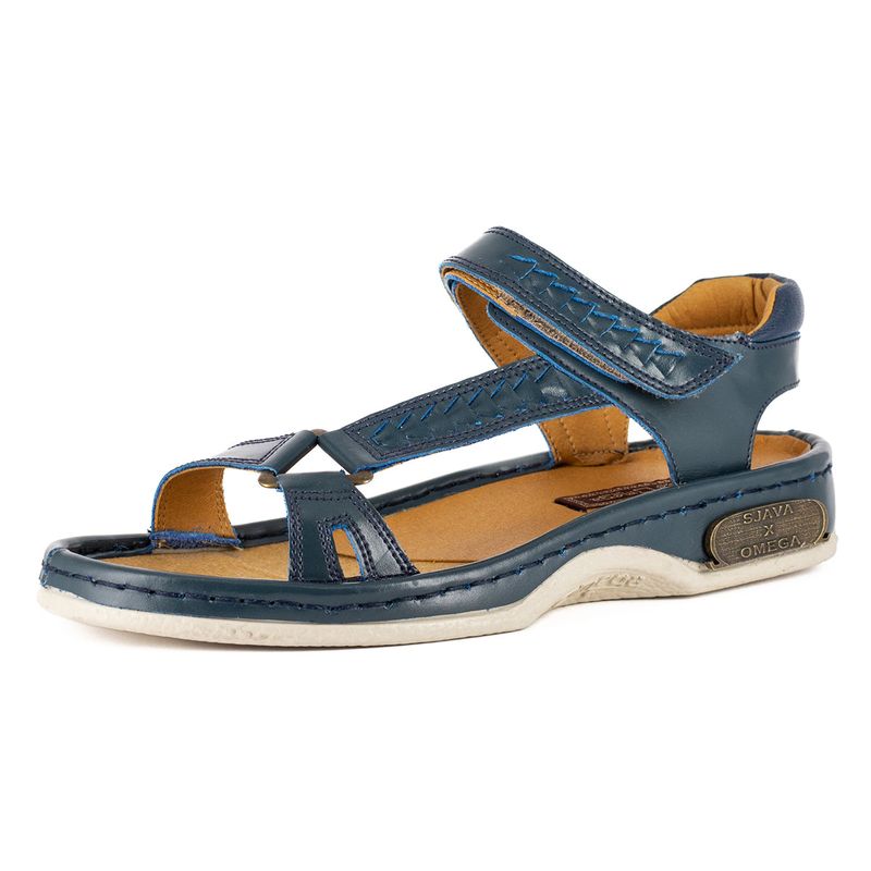 Sjava x Omega Collaboration Leather Sandal in Navy Soft Saddle