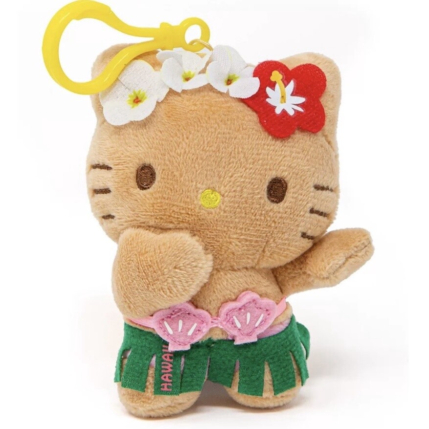 Sanrio三丽鸥夏威夷黑皮系列挂件 Hello Kitty草裙粉