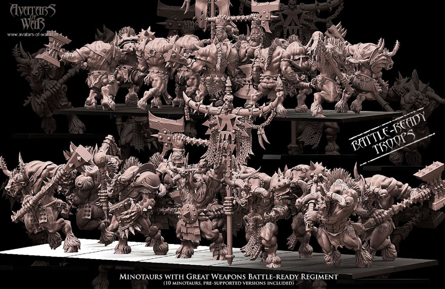 Minotaurs with great weapons Battle-Ready regiment (pack 10 ud)