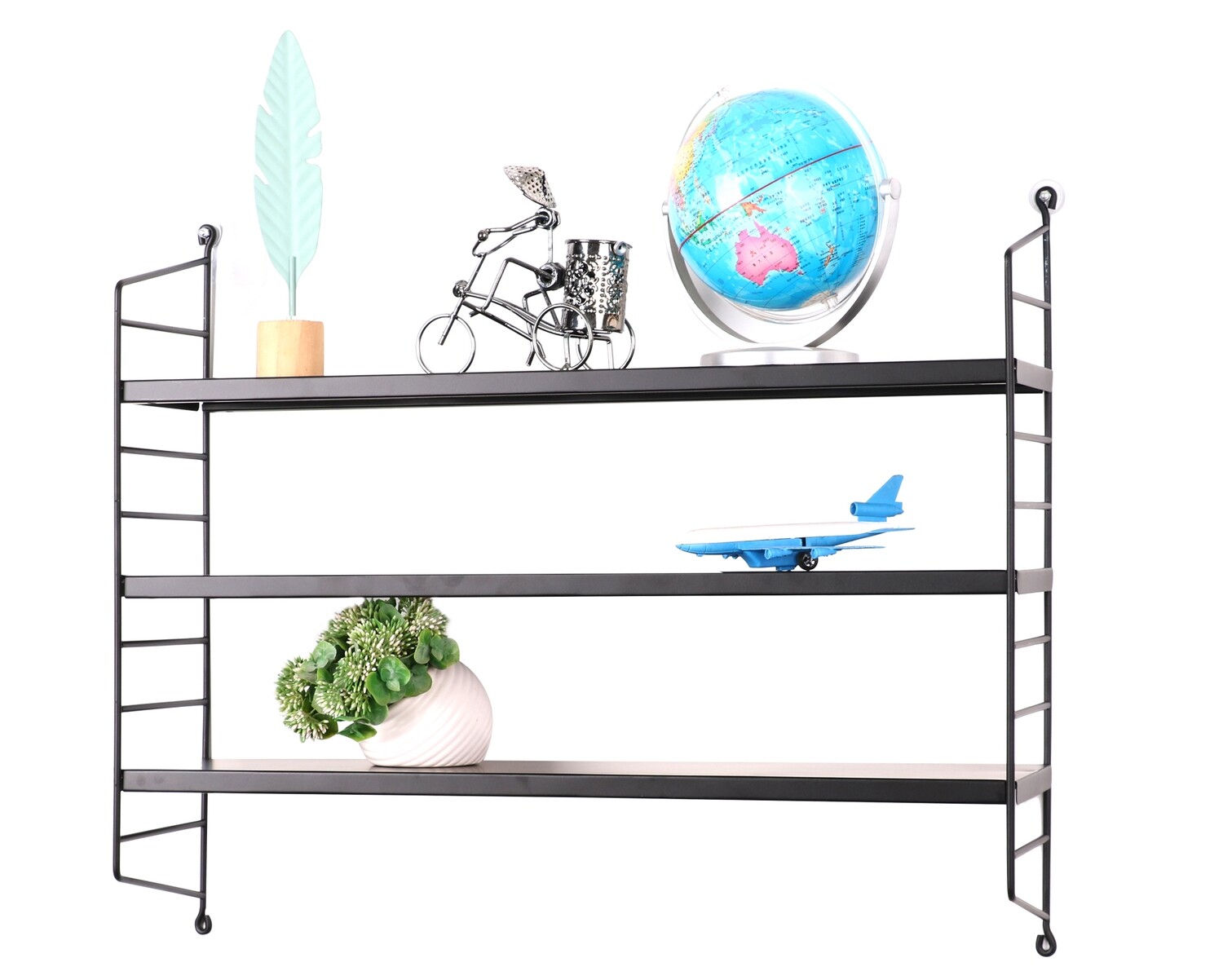 Ofix Arden 3-Tier Metal Wall Shelf (Black, Pink)