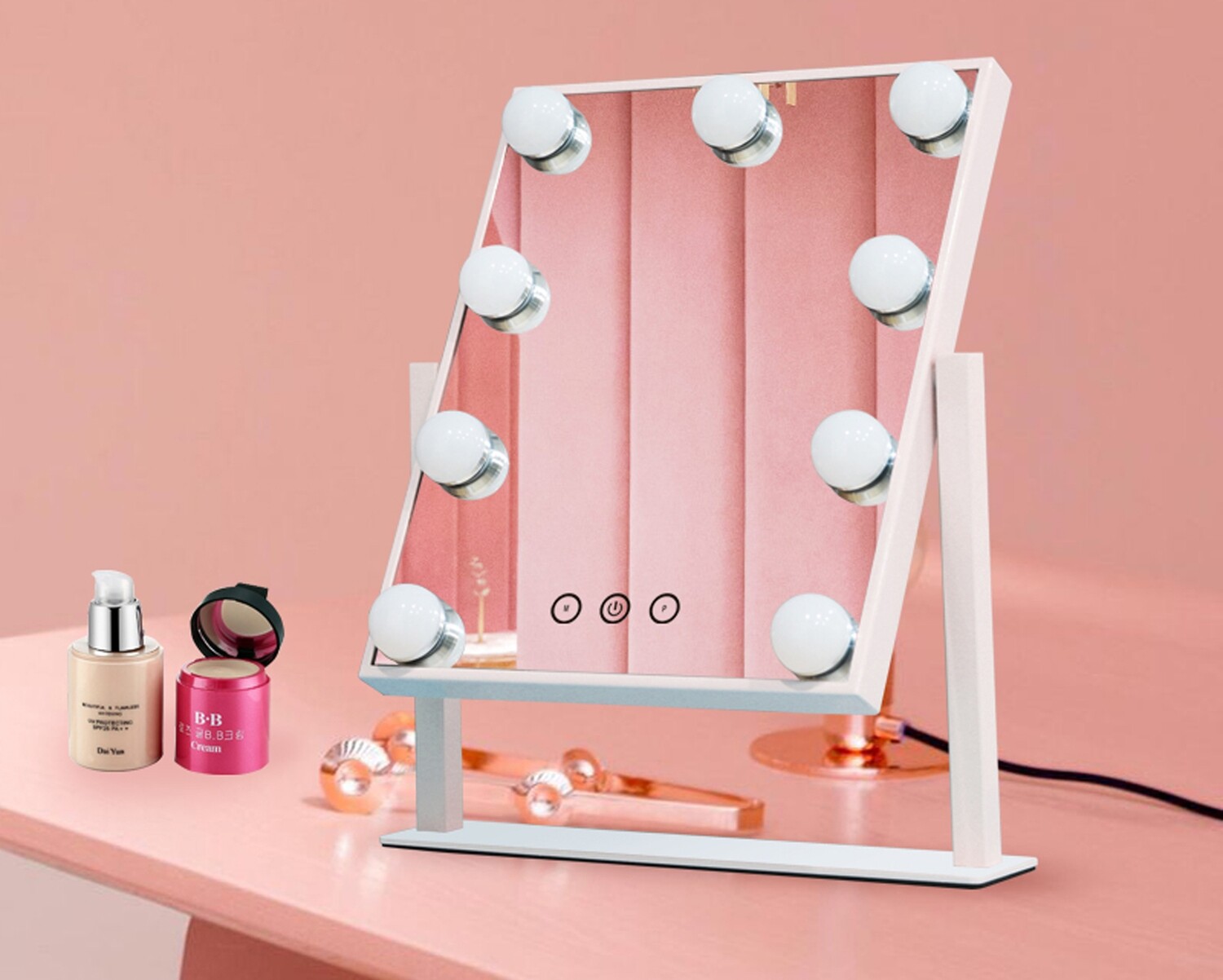 MYKE Led Table Top Vanity Mirror-DP331 (w/ Adjustable Angle)