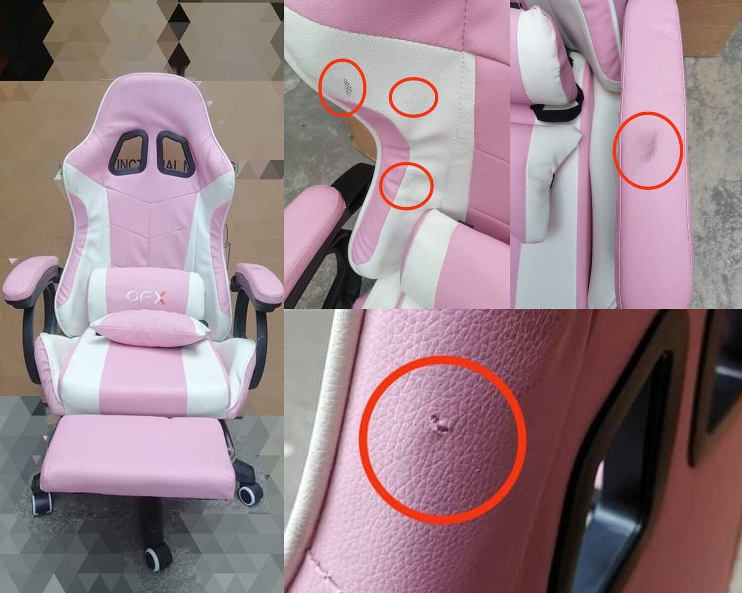(Sale) OFX G11 Gaming Chair w/ Foot Rest (Pink-Slightly Dirty & Small ...