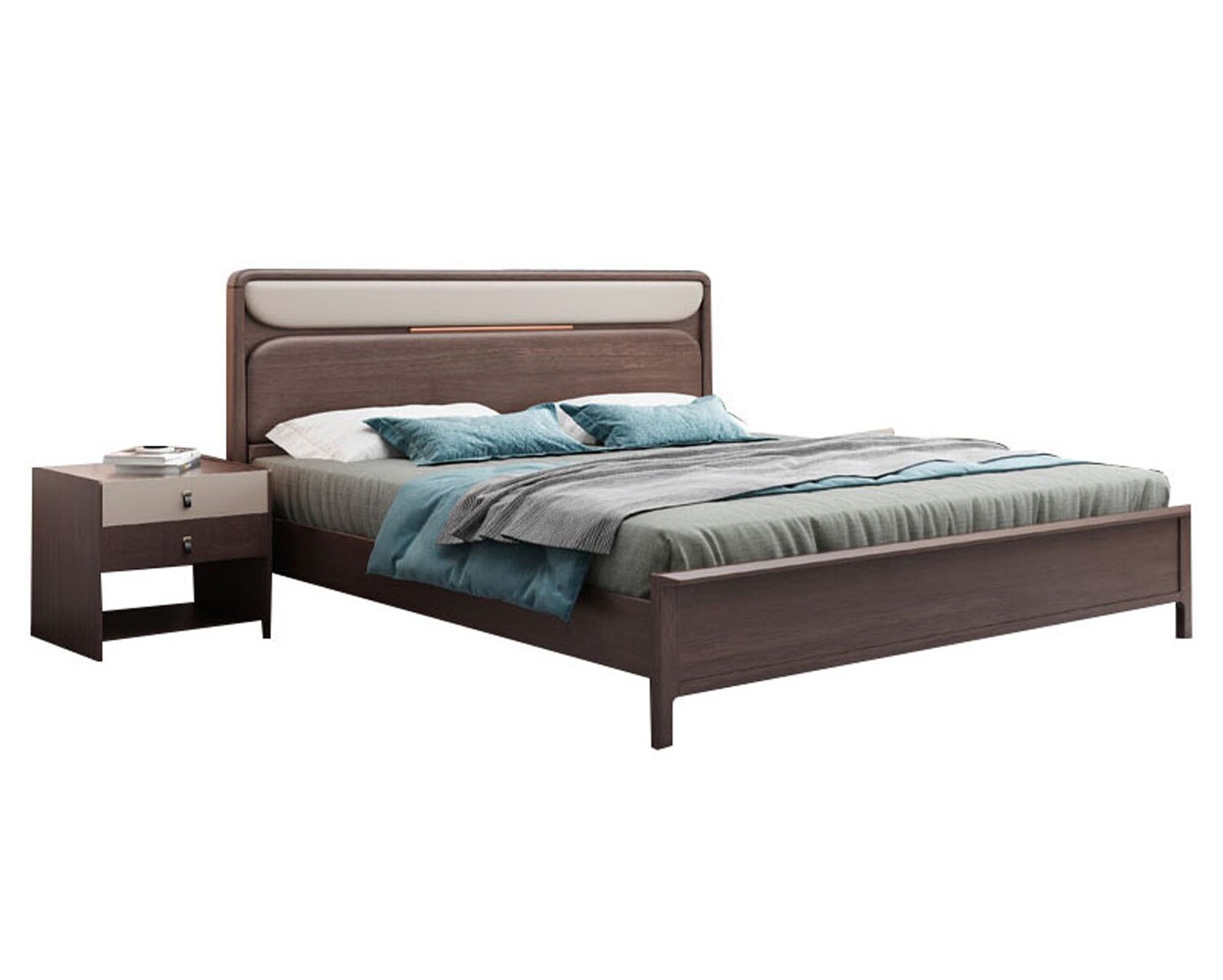 Flotti Mandra Solid Thailand Rubberwood Bed Frame w/ Storage (King ...