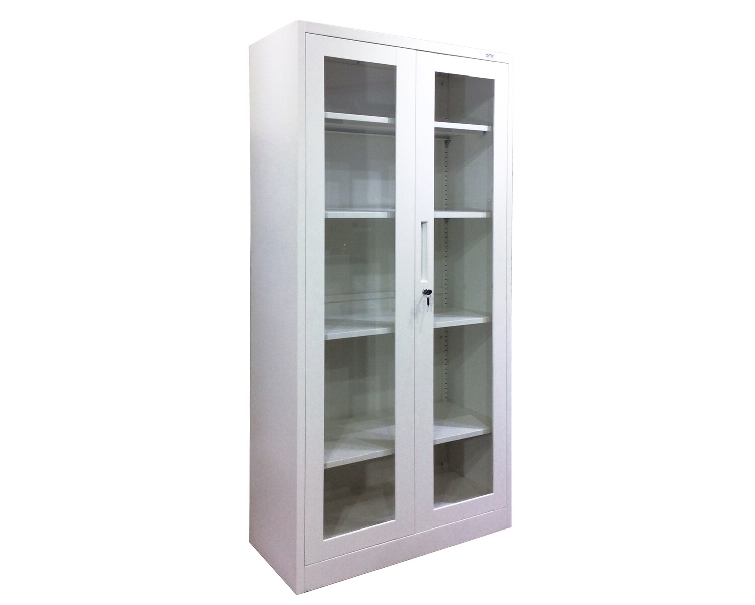 Ofix 5-Layer Glass Swing Door Steel Cabinet (White, Grey+White, Brown ...