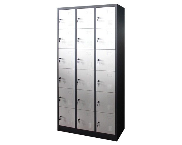 Ofix 18-Door Steel Locker Cabinet (White, Dark Grey+White)