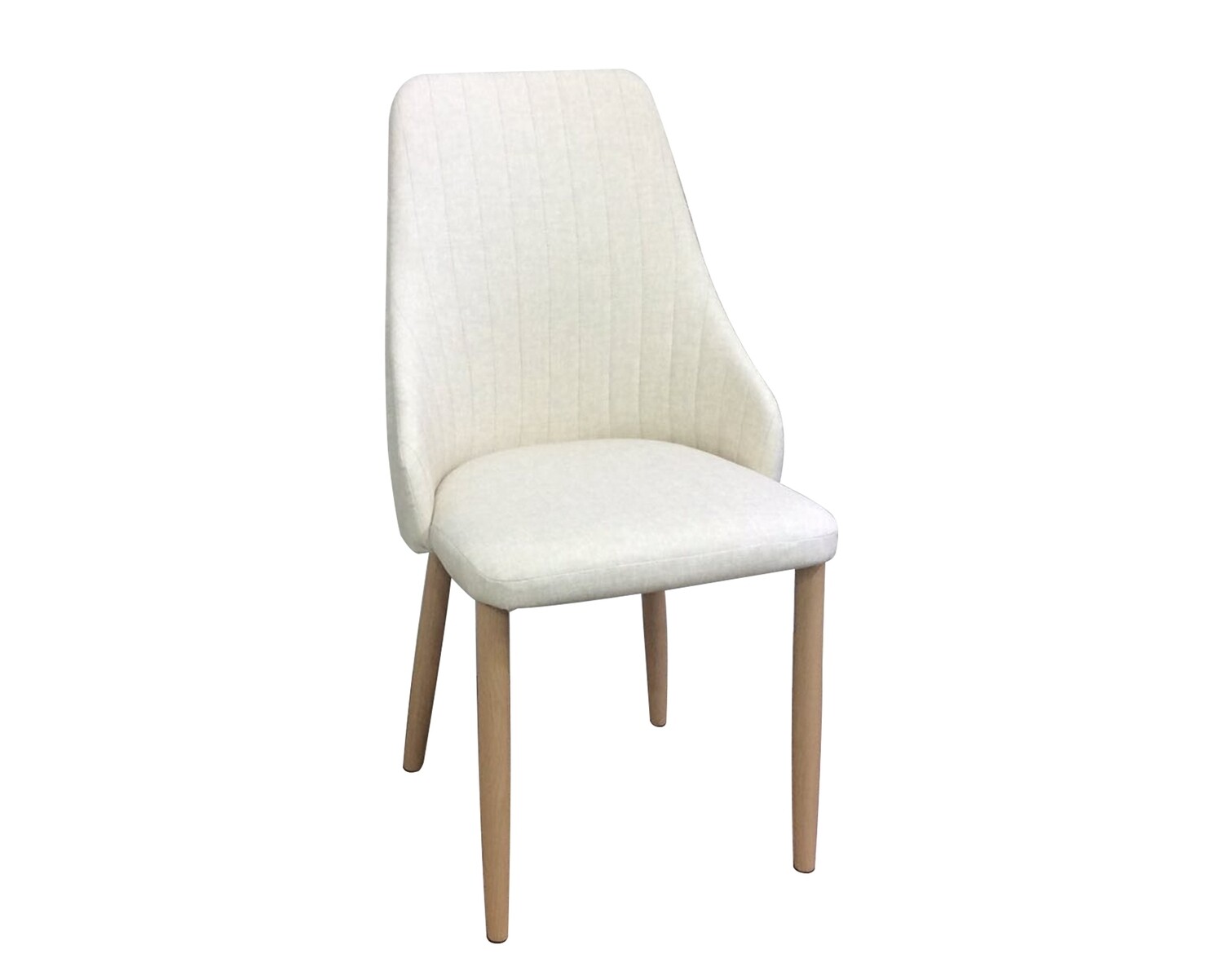Ofix Clarette PU Leather Seat Metal Leg Dining Chair (Beige PU+Wood Grain)