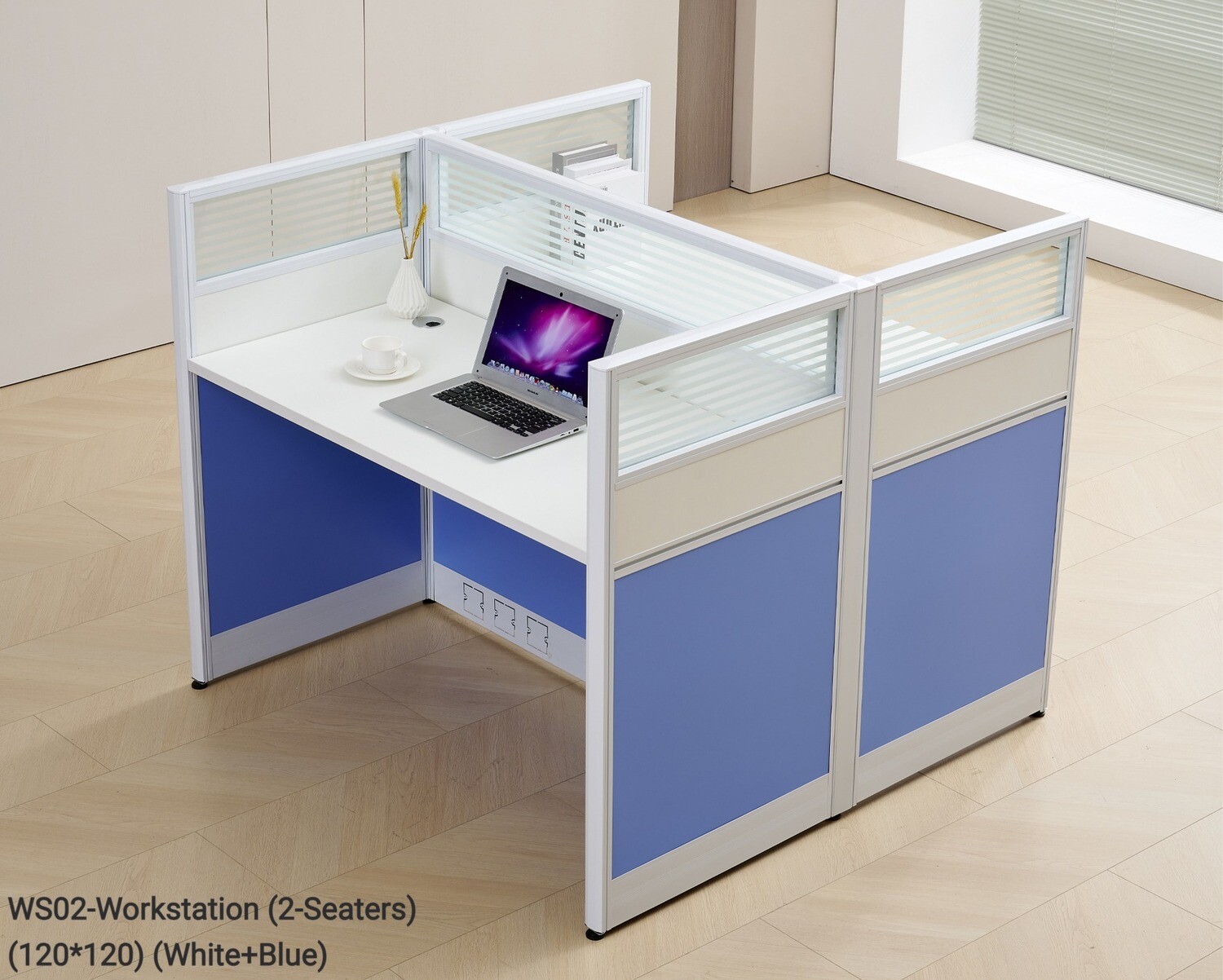 Ofix WS02 2 Seaters Workstation Partition Cubicle (White+Blue, White+Grey, White)