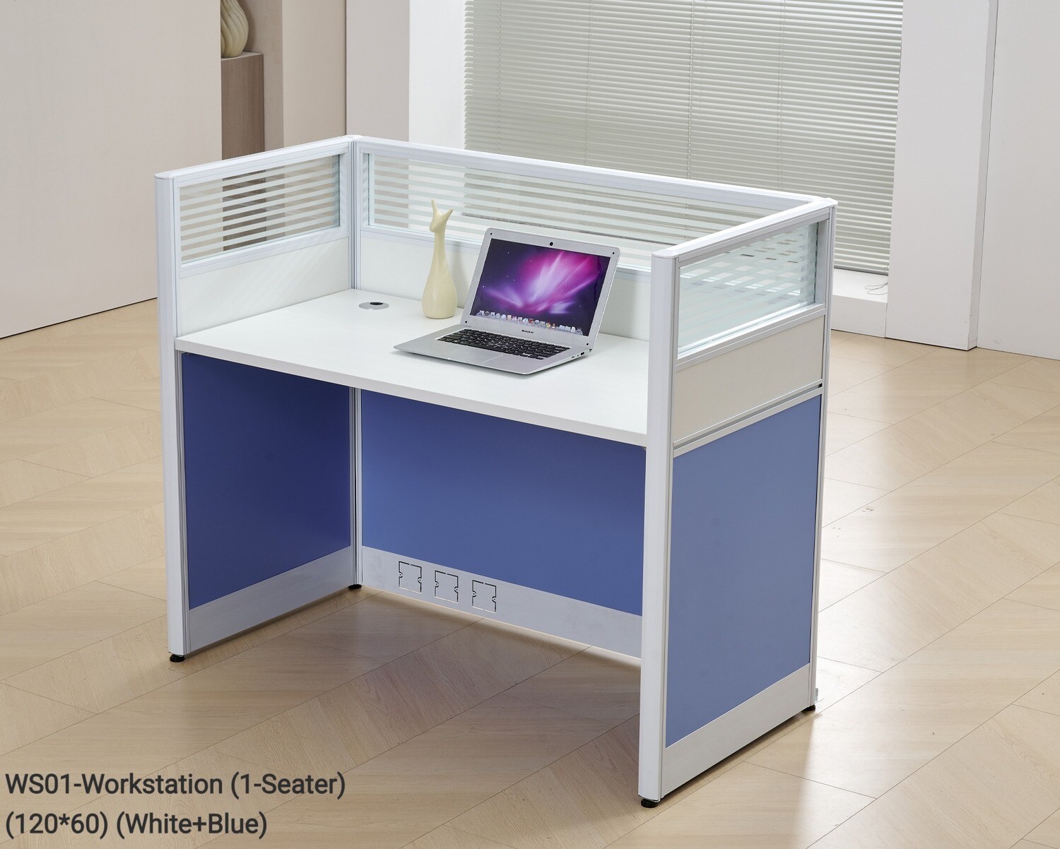 Ofix WS01 1 Seater Workstation Partition Cubicle (White+Blue, All White ...