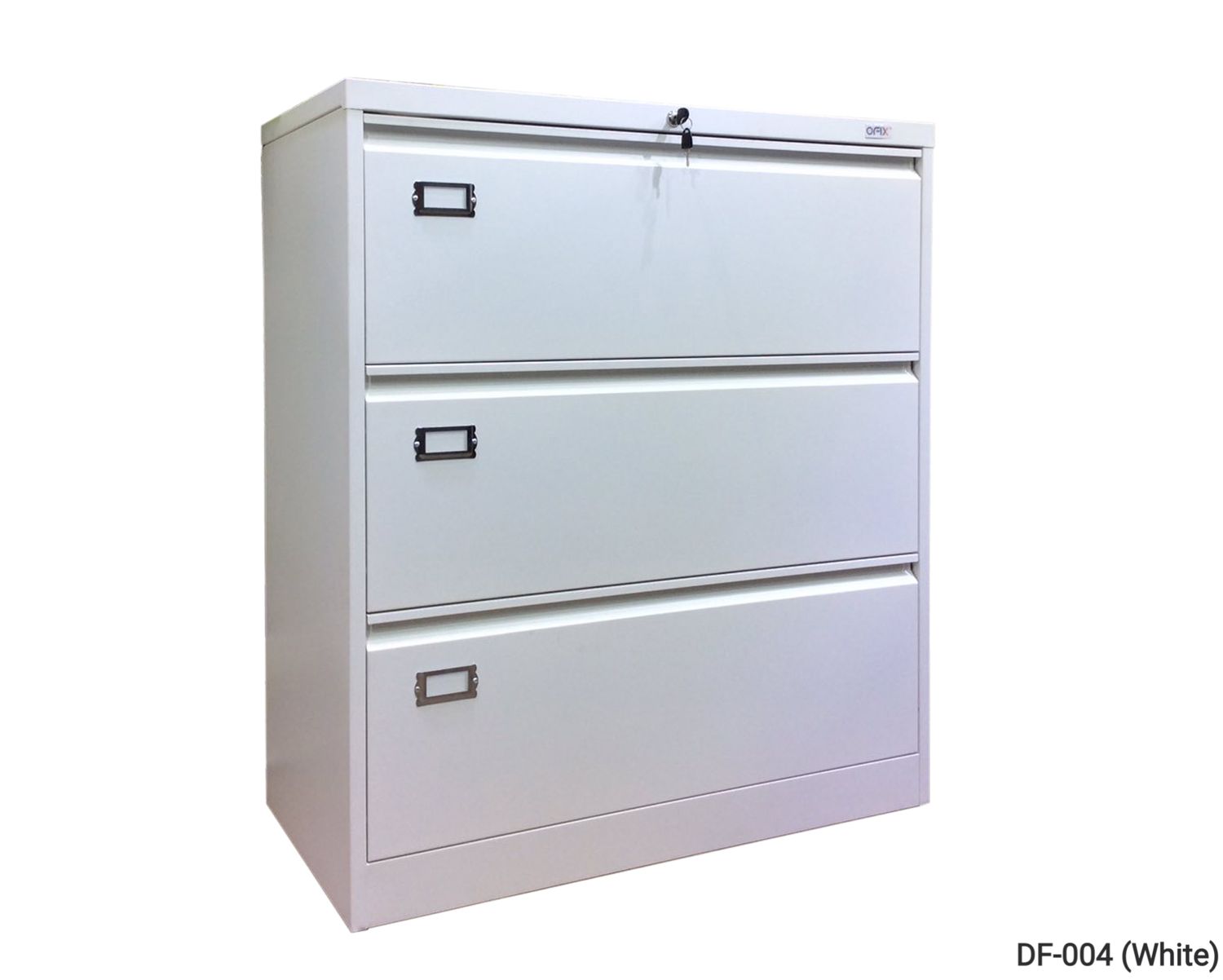 Ofix Lateral 3-Drawer Steel Filing Cabinet (Grey+White, All White)