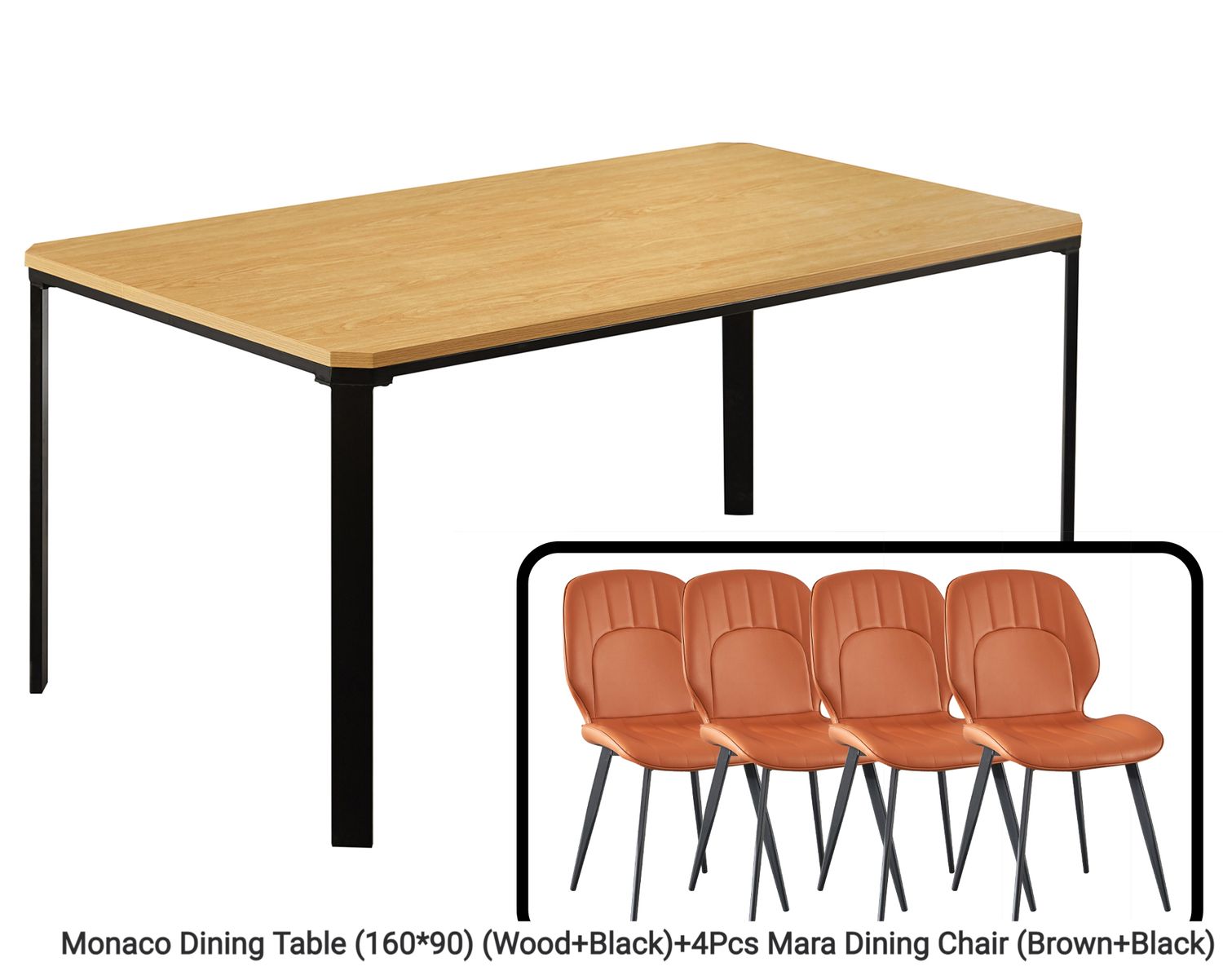 Ofix Monaco Dining Table + 4Pcs Dining Chair (Mara Dining Chair / Adah ...