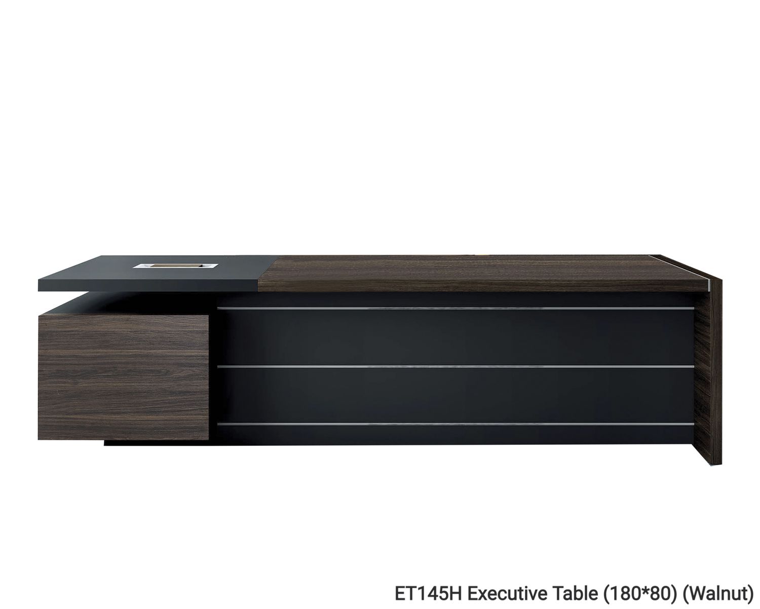 Ofix ET145H Executive Desk with Side Cabinet (Walnut)