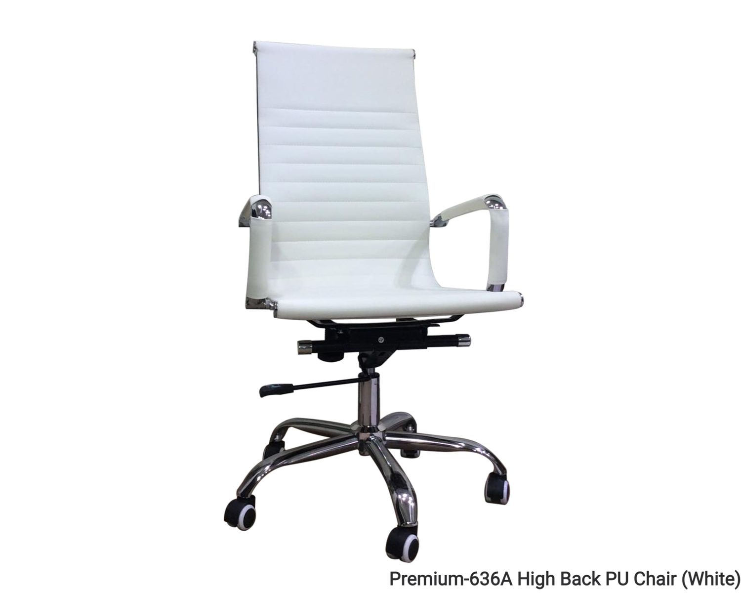 Ofix Premium-636A High Back PU Chair (White, Black)