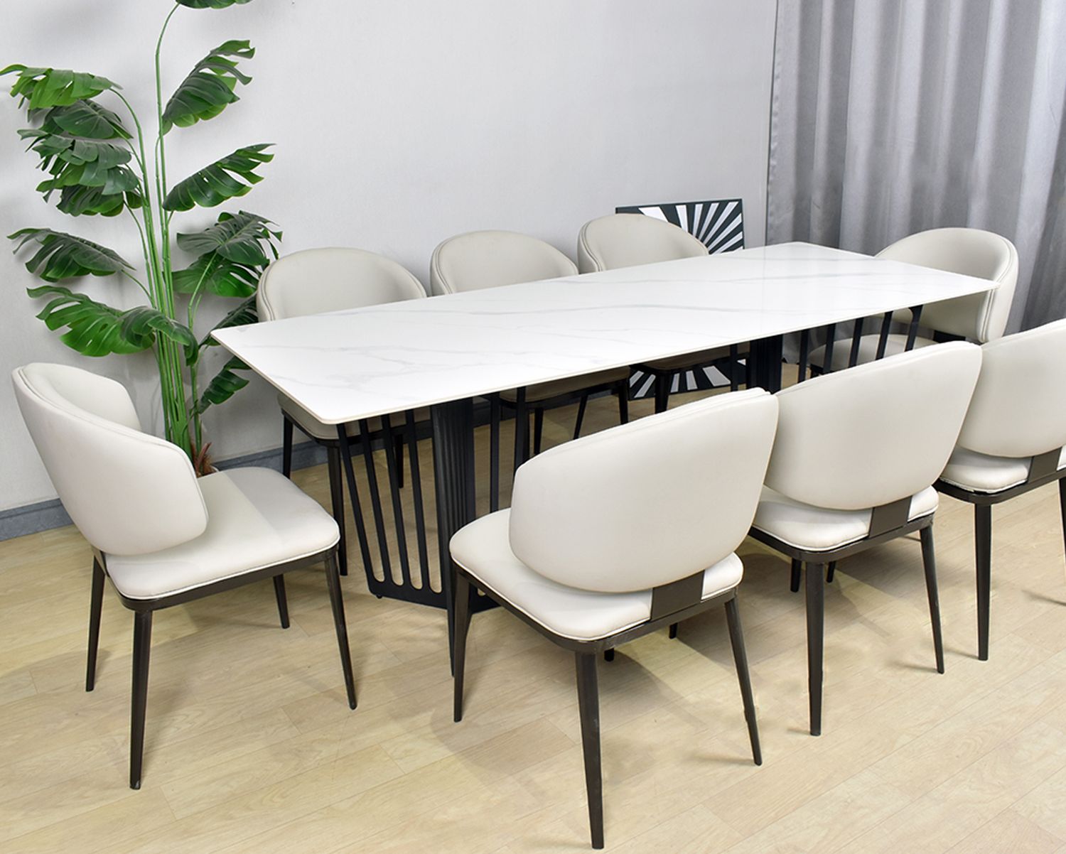 Ofix Amata Long Dining Chair & Table Set (8pcs Akito Dining Chair ...