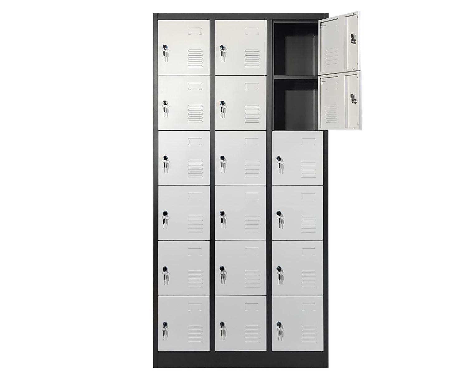 Ofix 18-Door Steel Locker Cabinet (White, White+Dark Grey, Dark Grey)