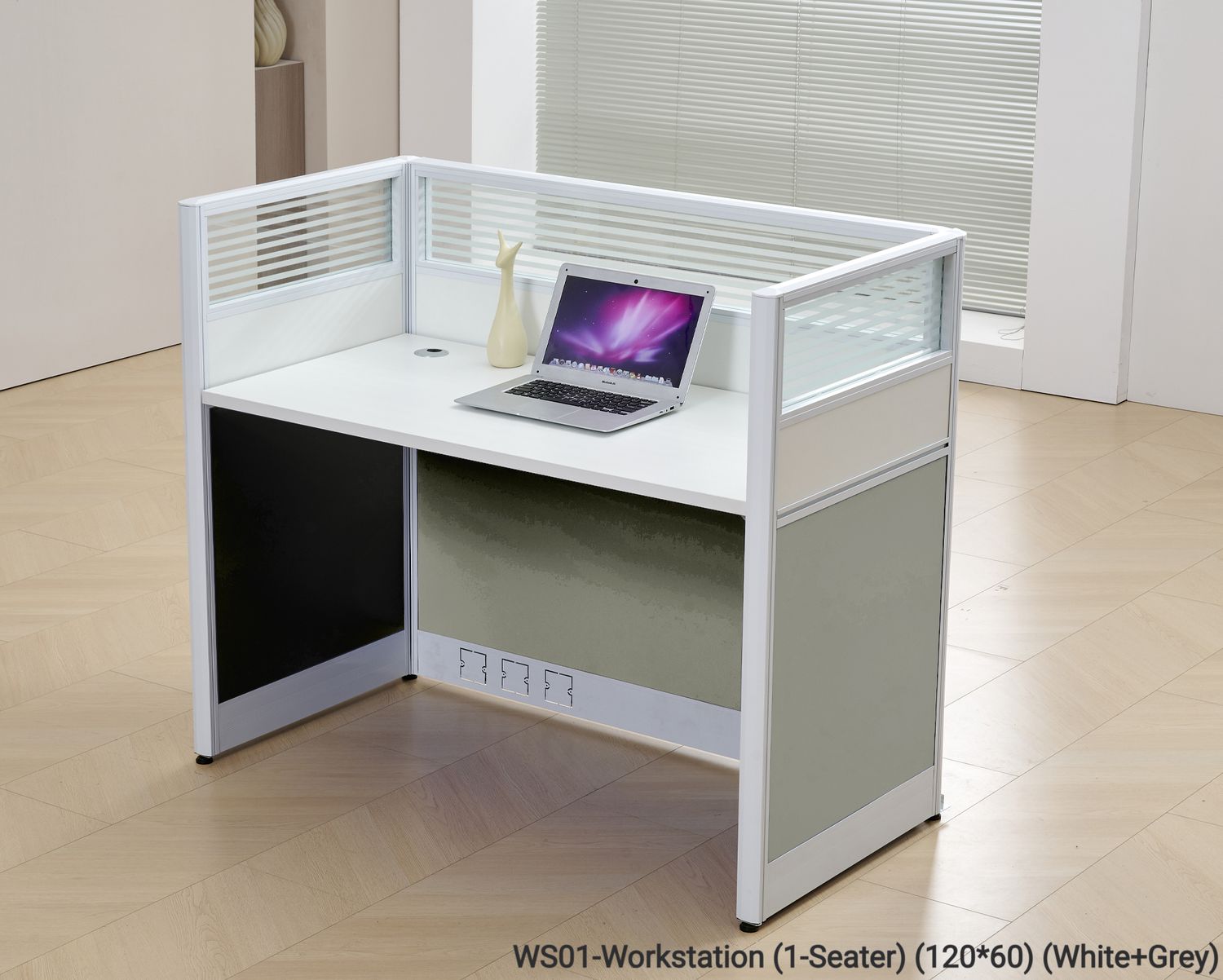 Ofix WS01 1 Seater Workstation Partition Cubicle (White+Grey, White+Blue, White)