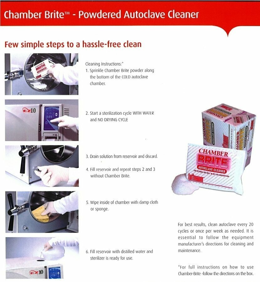 TUTTNAUER CHAMBER BRITE POWDER PACKET TO CLEAN AUTOCLAVE CHAMBER