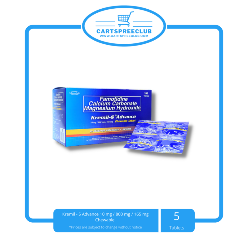 Kremil - S Advance 10 mg / 800 mg / 165 mg Chewable (5 Tablets)