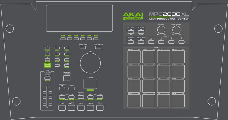 Skin for AKAI MPC 2000XL - Gray & Lime (DIGITAL files ONLY)