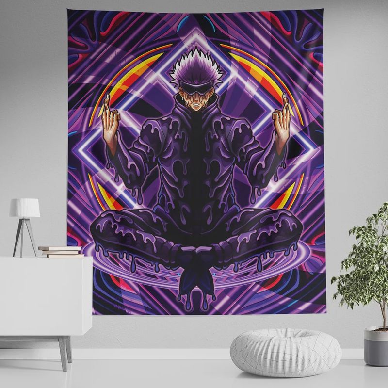 Trippy Meditating Gojo Satoru Jujutsu Kaisen Tapestry 80inx90in XXL