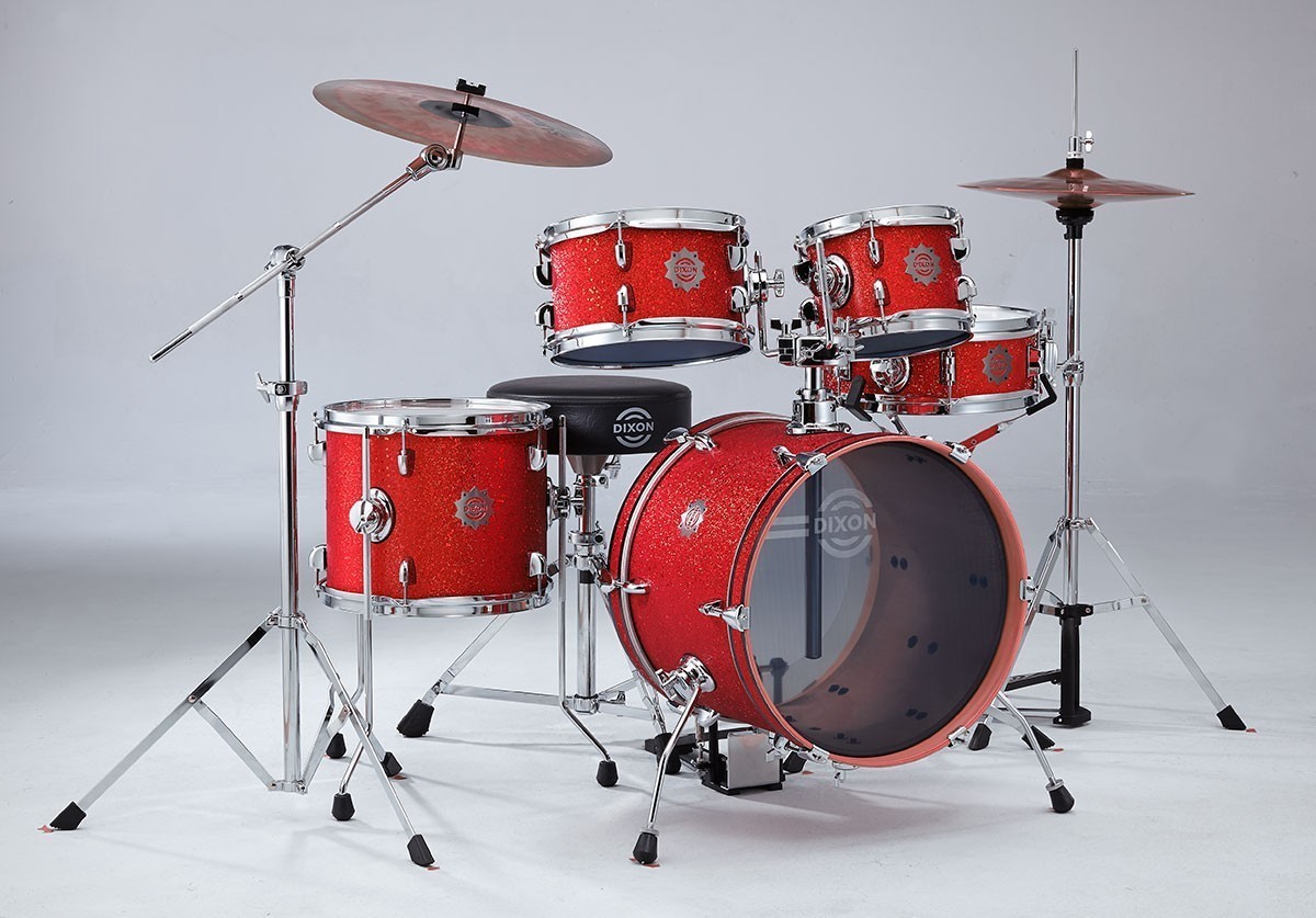 Dixon Jet Set 5pc Drum Kit with Hardware and Cymbals - Red Sparkle
