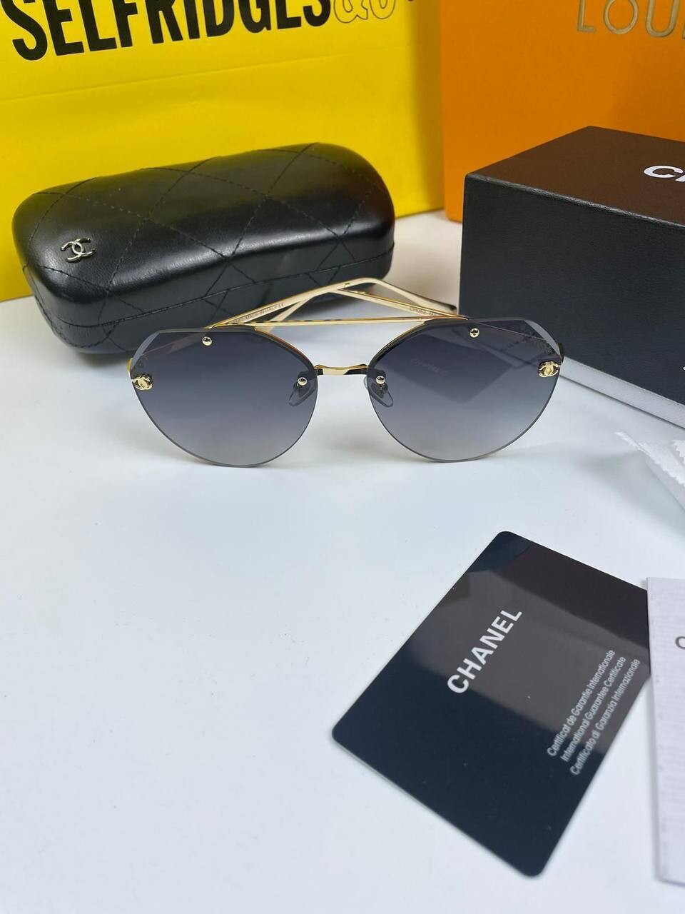 Chanel Women Rep Frameless Curved Eyewear Reps Women's Sunglasses Fake ...